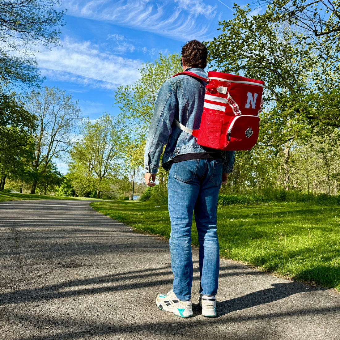 Nebraska Backpack Cooler – Holds 48 Cans – The Varsity Cooler